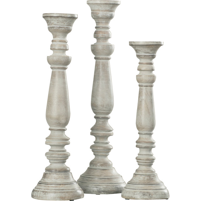 Laurel Foundry Modern Farmhouse Schoenfeld Wood Tabletop Candlestick